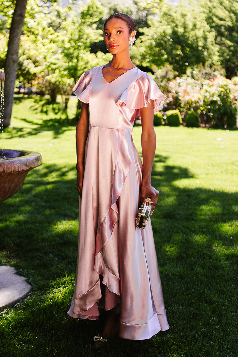 Callie Dress in Blush Satin – Ivy City Co