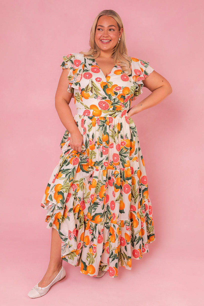 Trixie Maxi Length Dress in Citrus Print - Ivy City Co