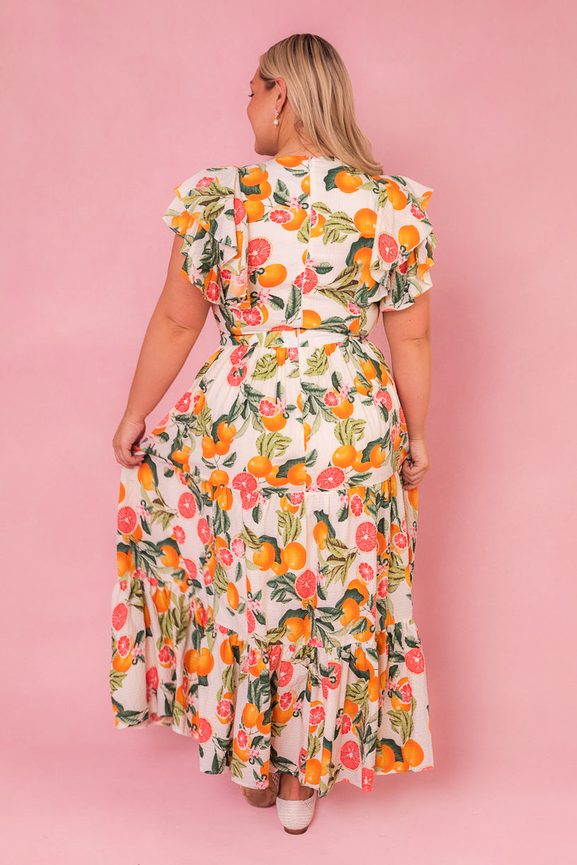 Trixie Maxi Length Dress in Citrus Print - Ivy City Co